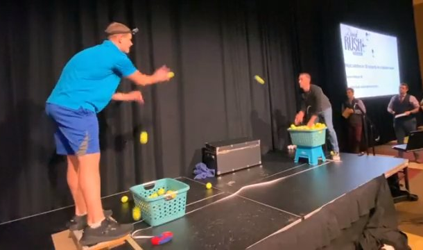 Man catches 67 tennis balls in 30 seconds while on balance board - The ...