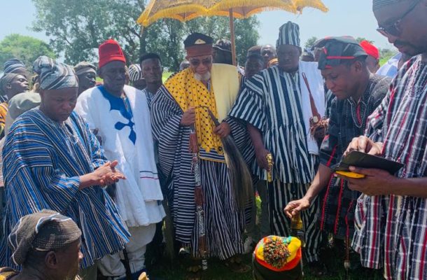 Overlord of the Talensi cut sod for the construction Bolga astro turf ...