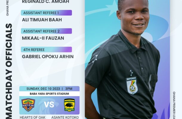 Referee Reginald Collins Amoah to officiate Hearts of Oak vs. Asante ...